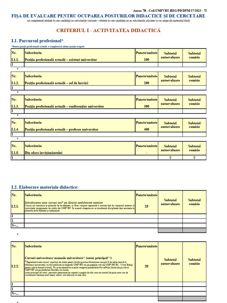 Anexa 7B - Fisa de Evaluare 2023 | PDF