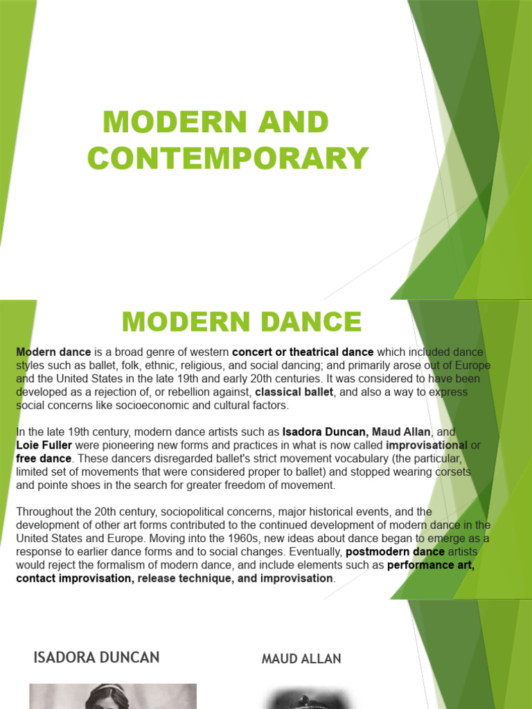 Modern vs. Contemporary Dance Overview | PDF | Dances | Choreography