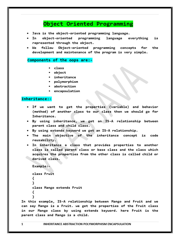 Heritance Abstraction Polymorphism Encapsulation Pdf Method 3527