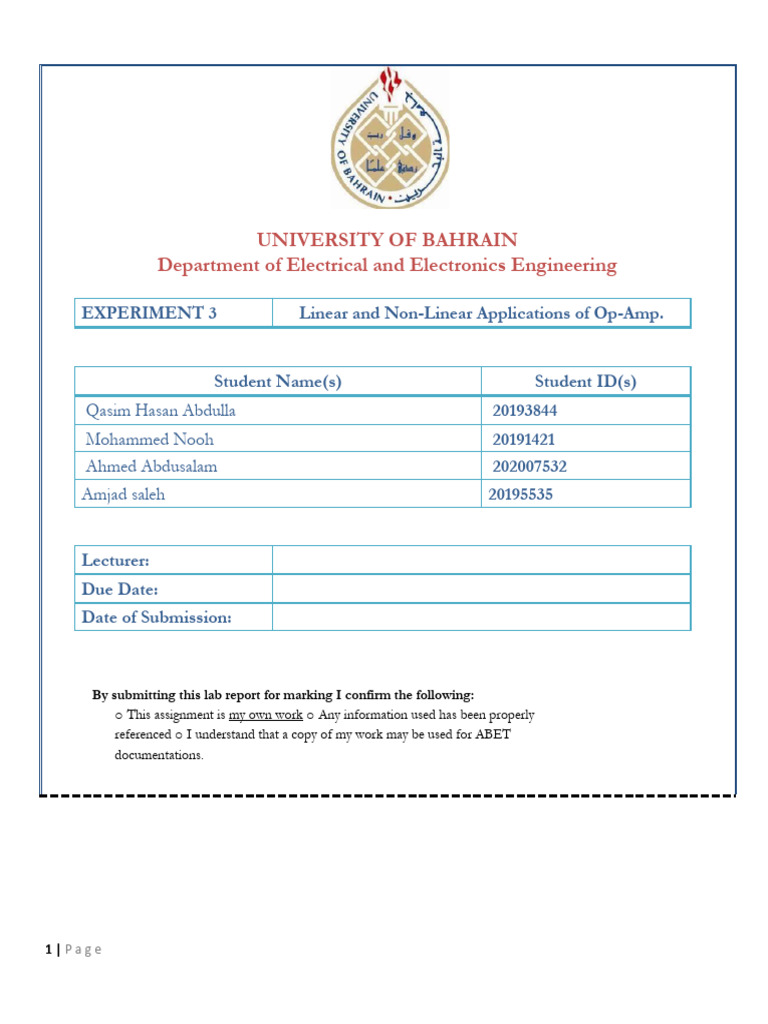 Edit2-EXP2 Linear and Non-Linear Applications of Op-Amp - 2 | PDF | Computers | Technology ...