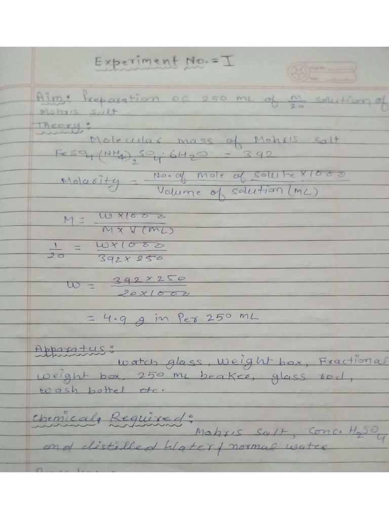 Cls 12 Chemistry Practical, Titration and Functional Groups | PDF