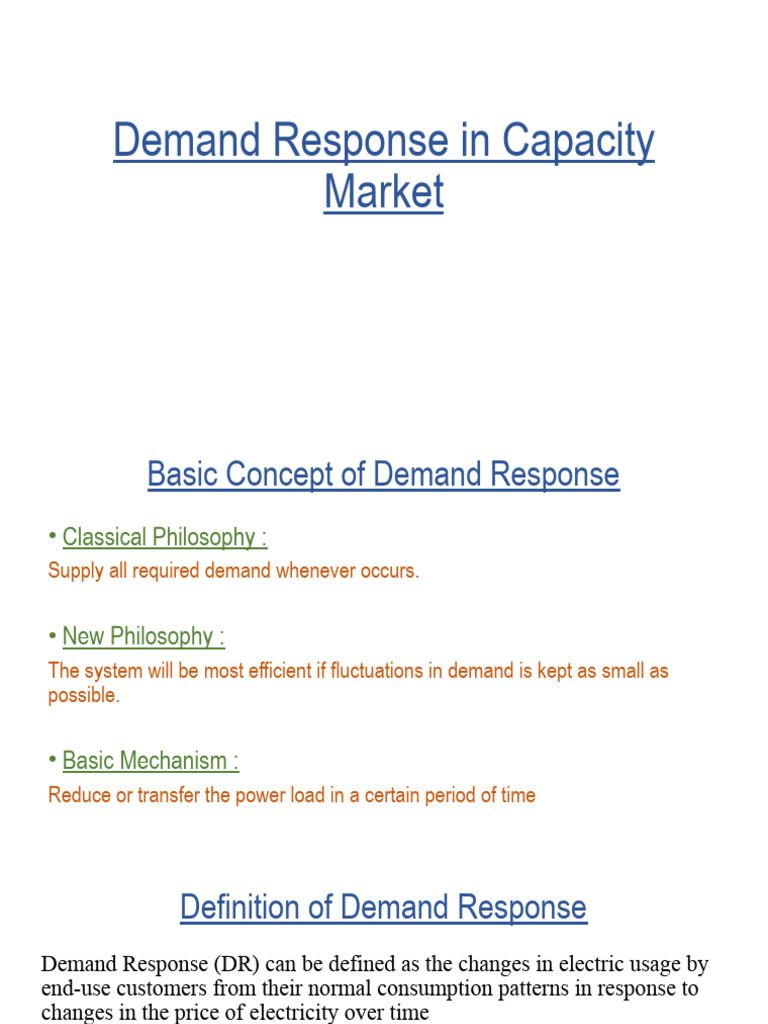 Demand Response in Capacity Market | PDF