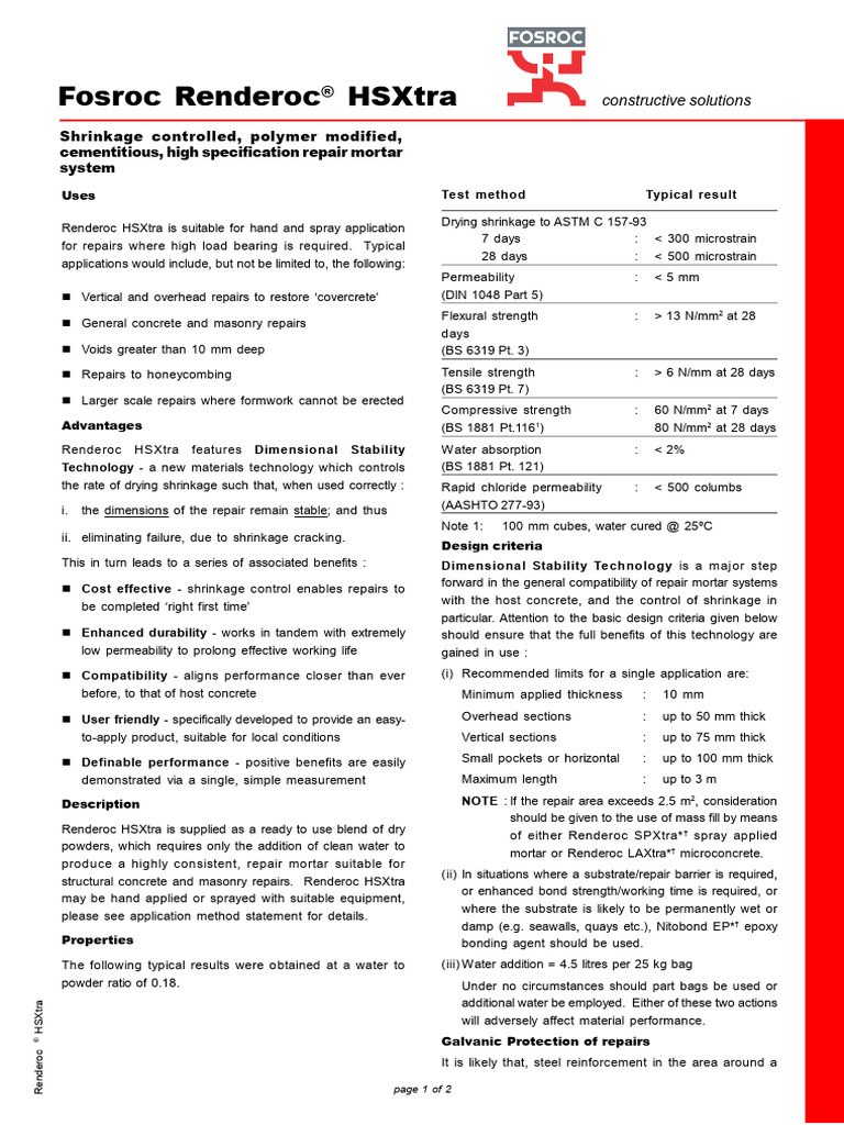 Renderoc HSXtra_FOSROC | PDF