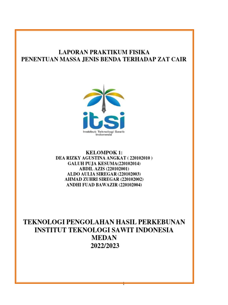 Laporan Praktikum Fisika Kelompok 1 TPHP 1A | PDF