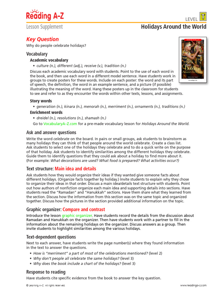 Holidays Around the World Vocabulary Guide | PDF | Communication ...