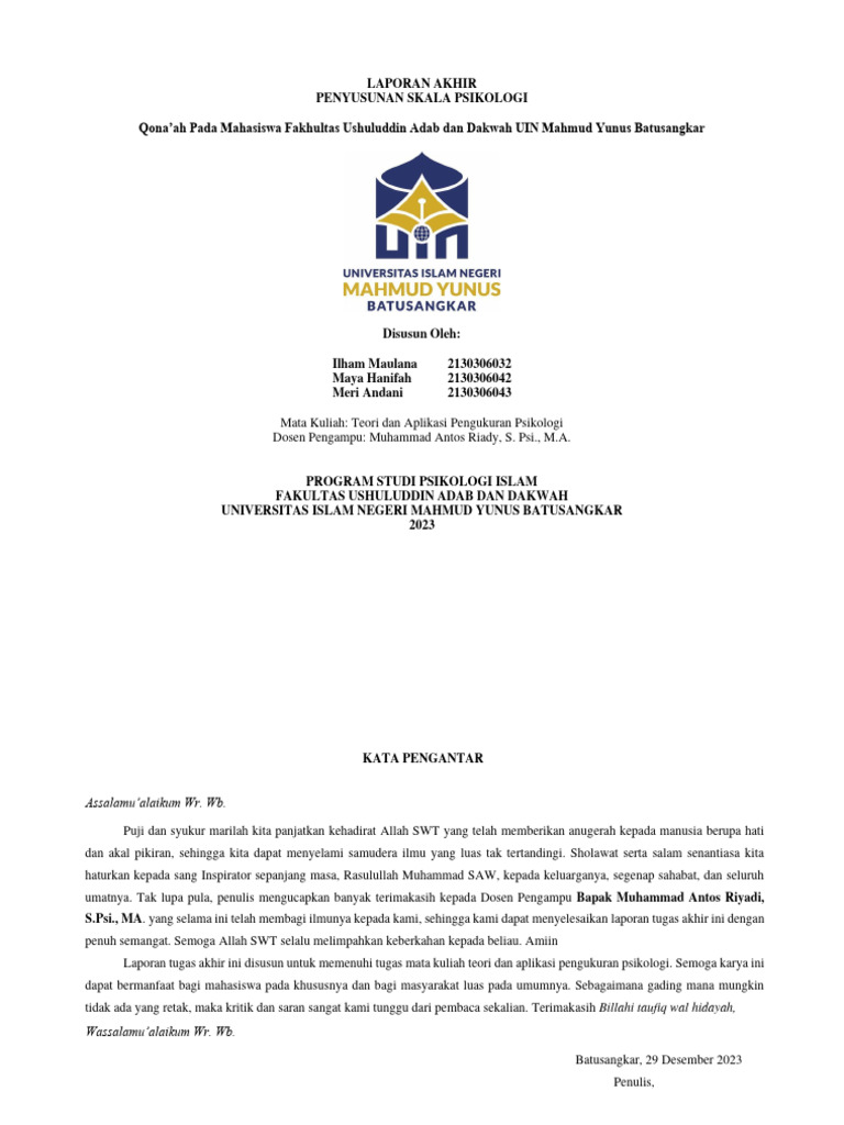 LAPORAN AKHIR Skala KEL. 5 | PDF