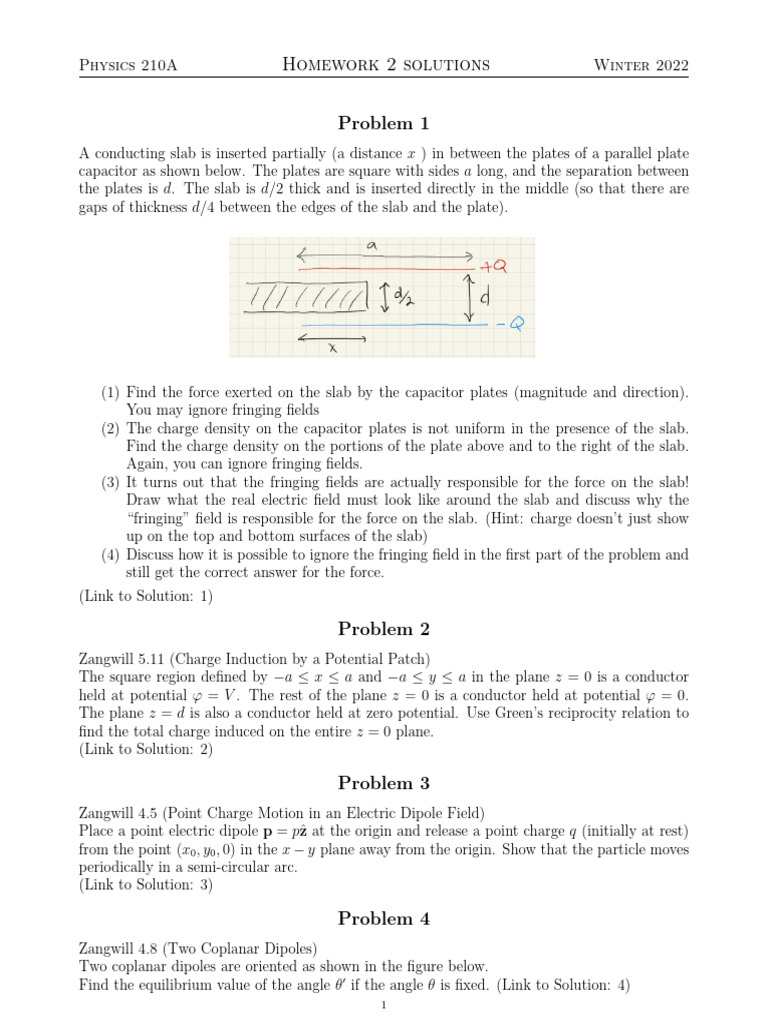 hmwk2 Sol | PDF | Capacitor | Dipole