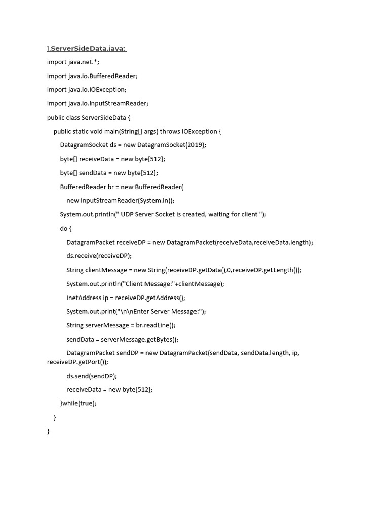 Prac17(Use of DatagramSocket & DatagramPacket) | PDF