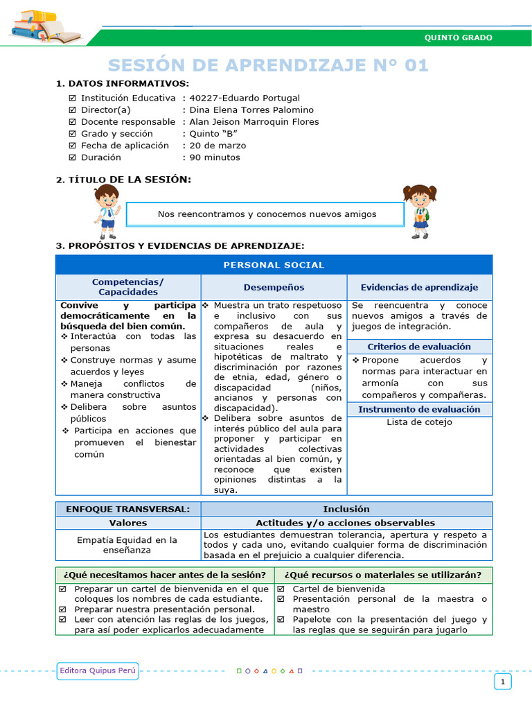 Sesiones de Aprendizaje - EDA I Semana 2 - Editora Quipus Perú | PDF | Evaluación | Aprendizaje