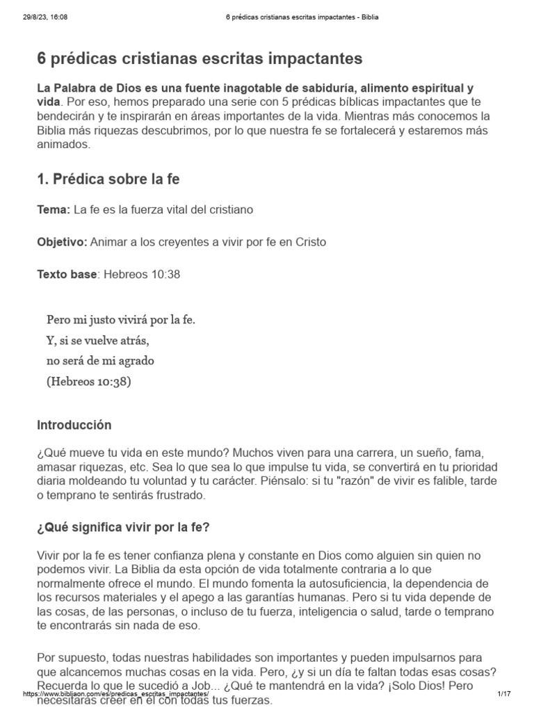 6 Prédicas Cristianas Escritas Impactantes - Biblia | PDF