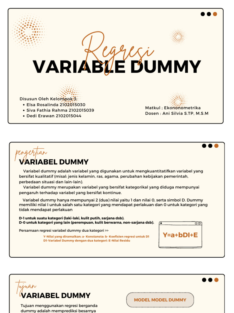 5I - Kelompok 3 - Regresi Variable Dummy | PDF | Sains & Matematika