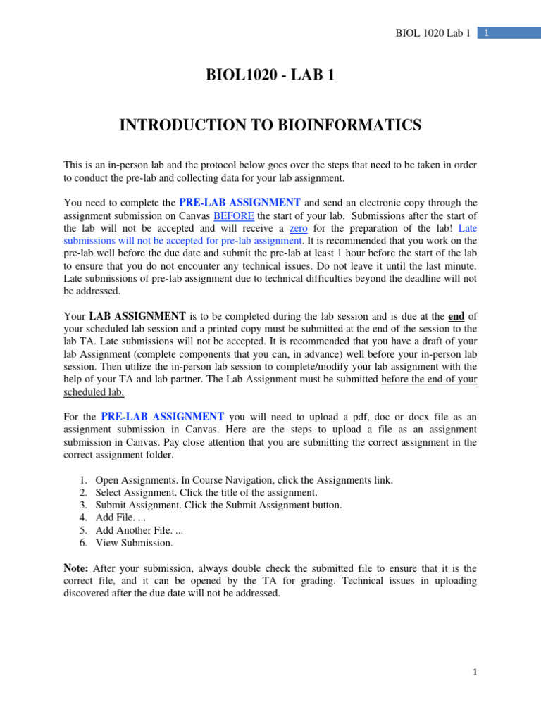 Lab 1 - Introduction and Protocol | PDF | Sequence Alignment | 16 S Ribosomal Rna