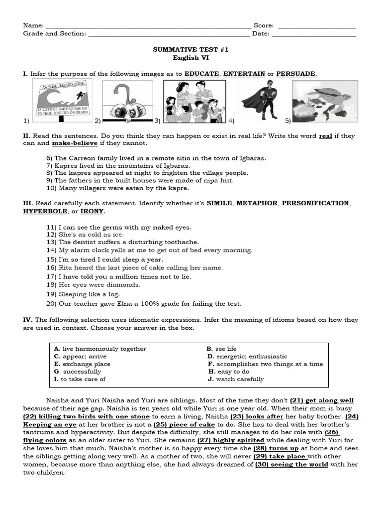 First Summative Test | PDF