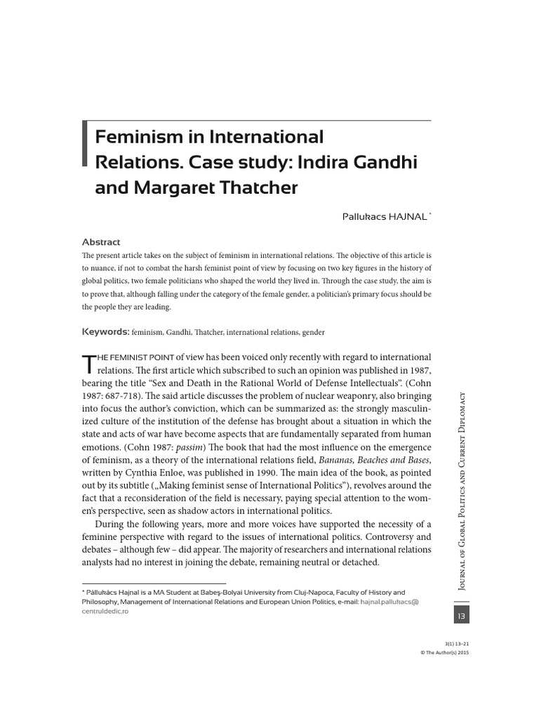 Feminism in International Relations | PDF | Feminism | Gender Studies