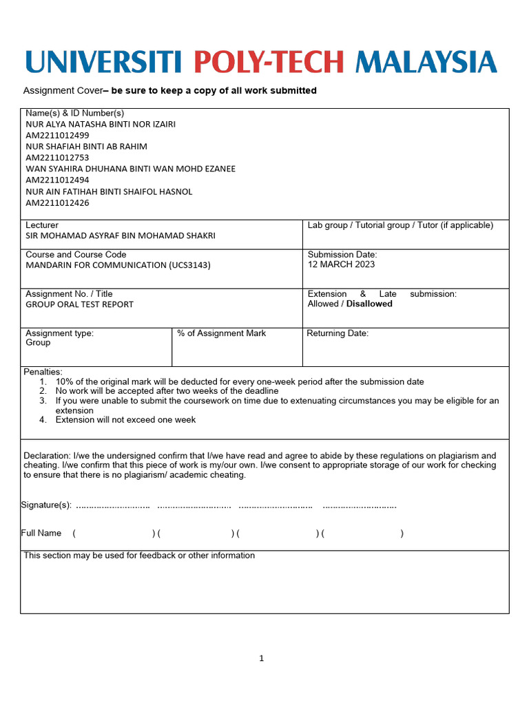 group oral test report (Mandarin) | PDF