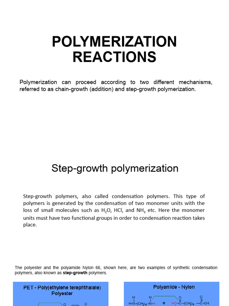 d5- Polymerization Reactions 2023 | PDF