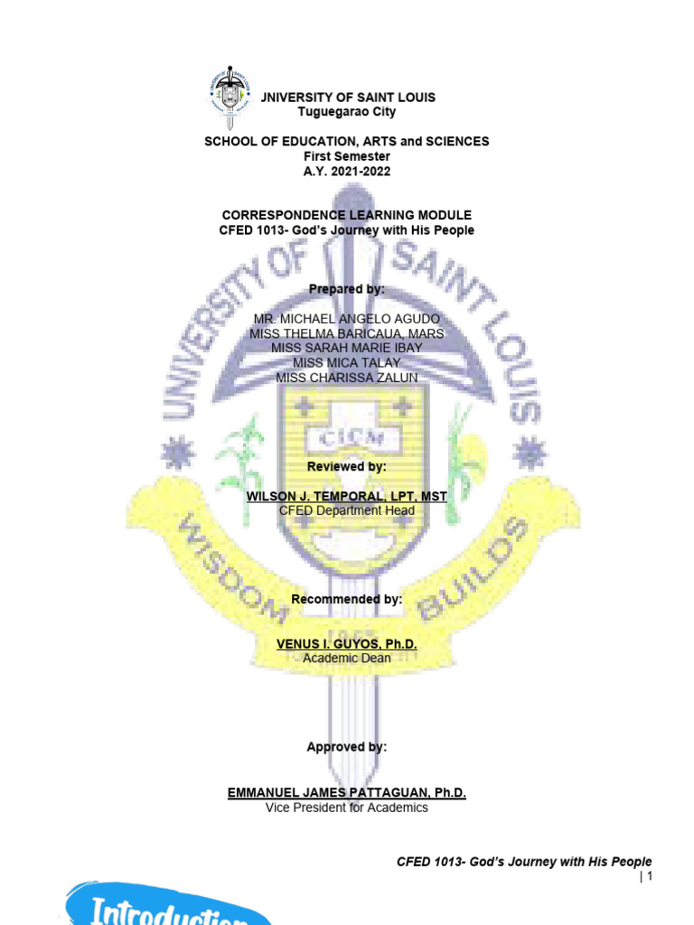 Cfed 1 Week 1 Module | PDF | Catholic Church | Jesus