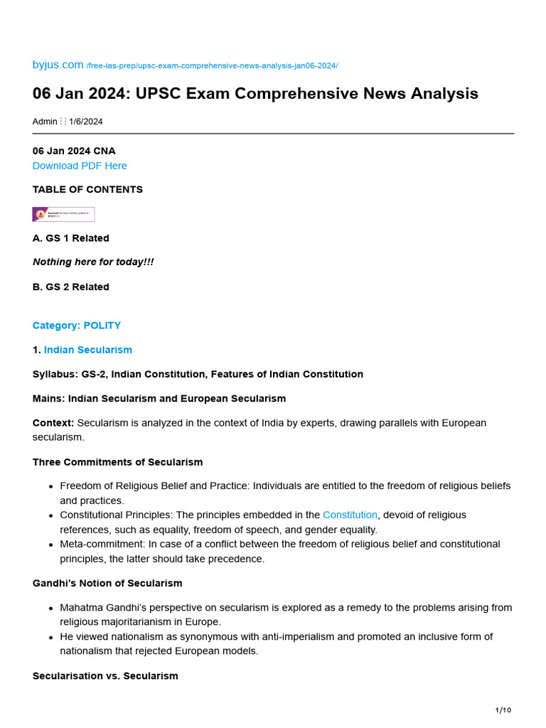 06 Jan 2024 UPSC Exam Comprehensive News Analysis | PDF | Antimicrobial ...