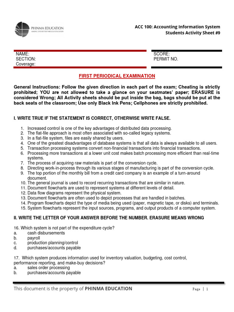 ACC 100 First Periodical Exam Guide | PDF