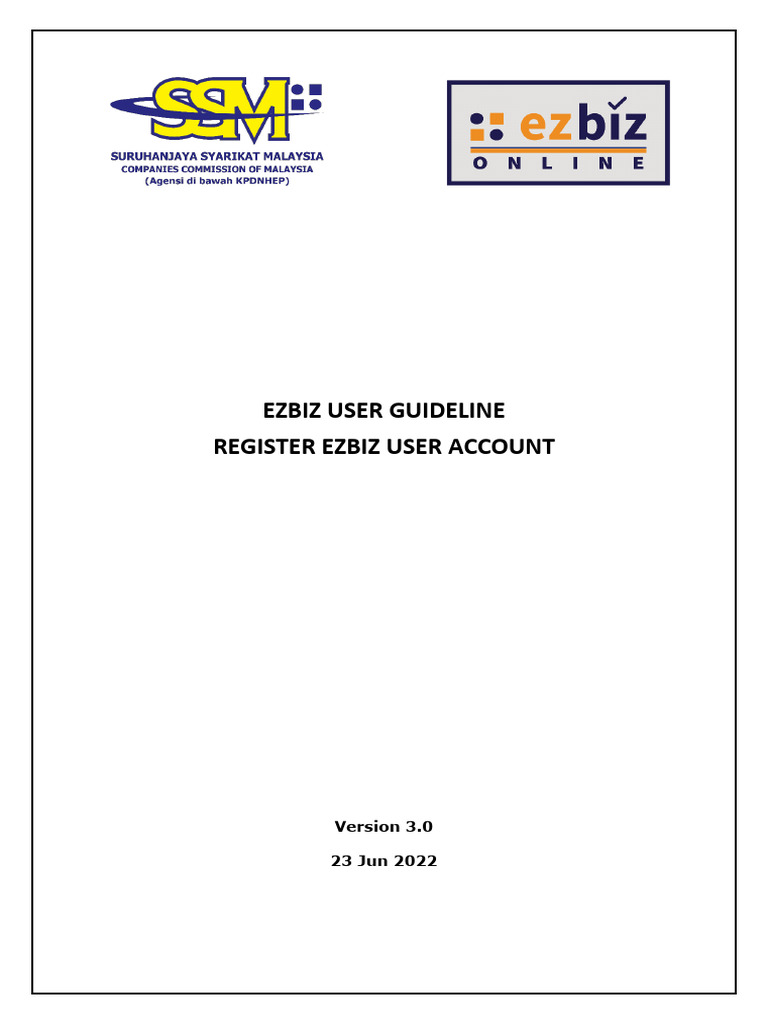 Ezbiz User Guideline Register Ezbiz User Account | PDF