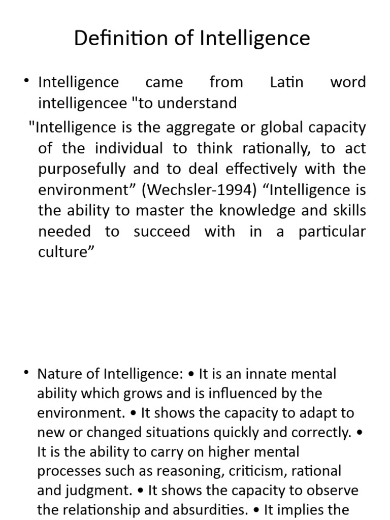Intelliegence PPT | PDF | Intelligence | Intelligence Quotient