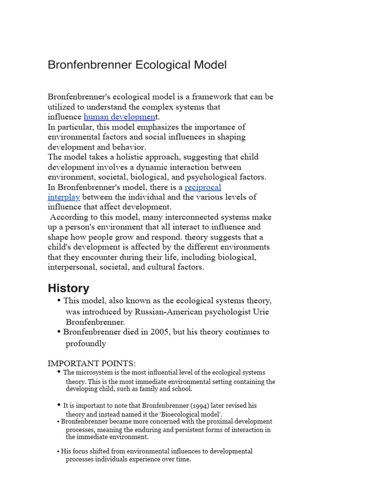 Bronfenbrenner Ecological Model | PDF | Wellness