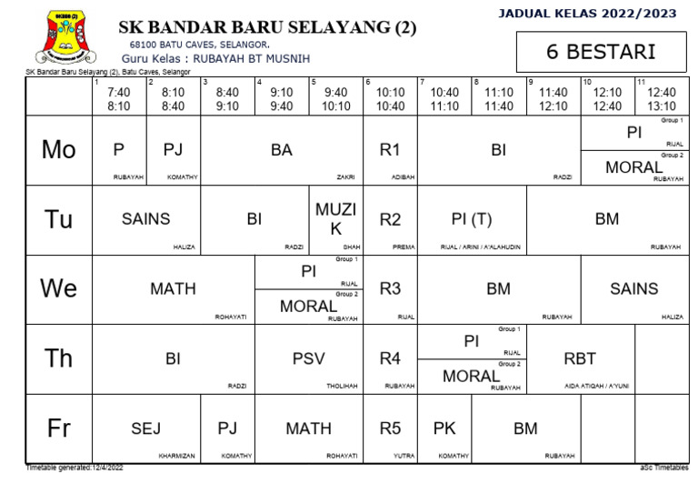 Jadual 6 Bestari | PDF
