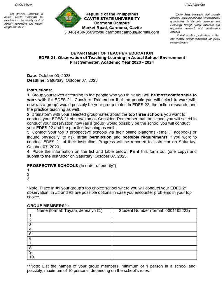 EDFS 21 School Survey | PDF