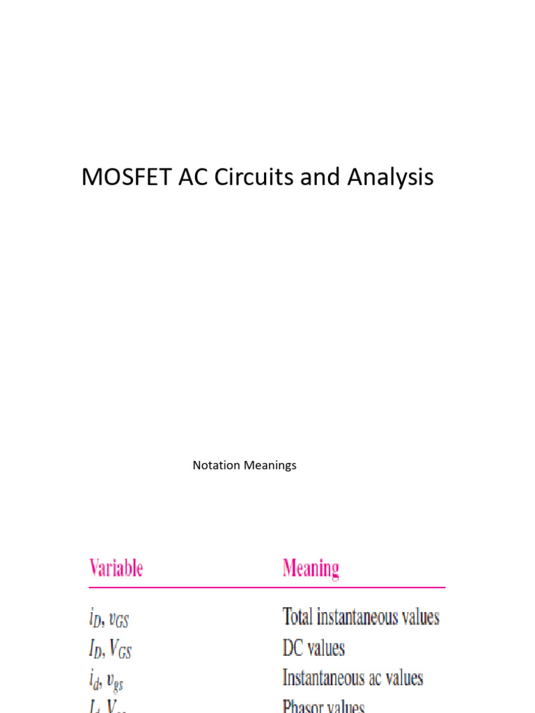 3.MOSFET AC Circuits and Analysis | PDF