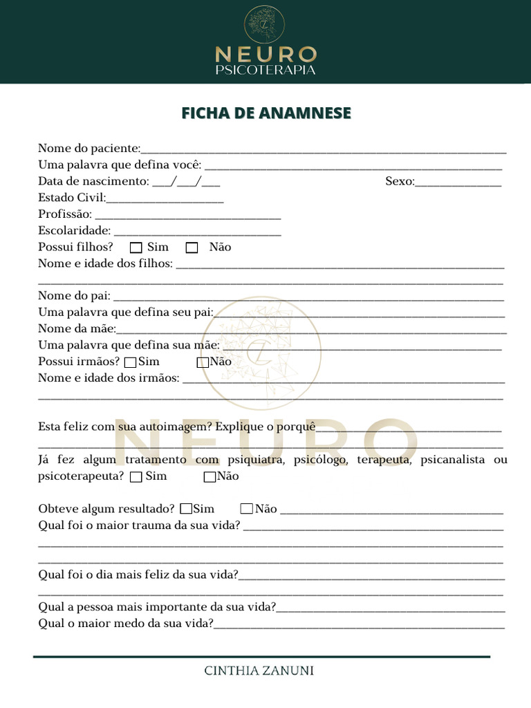 Ficha de Anamnese | PDF