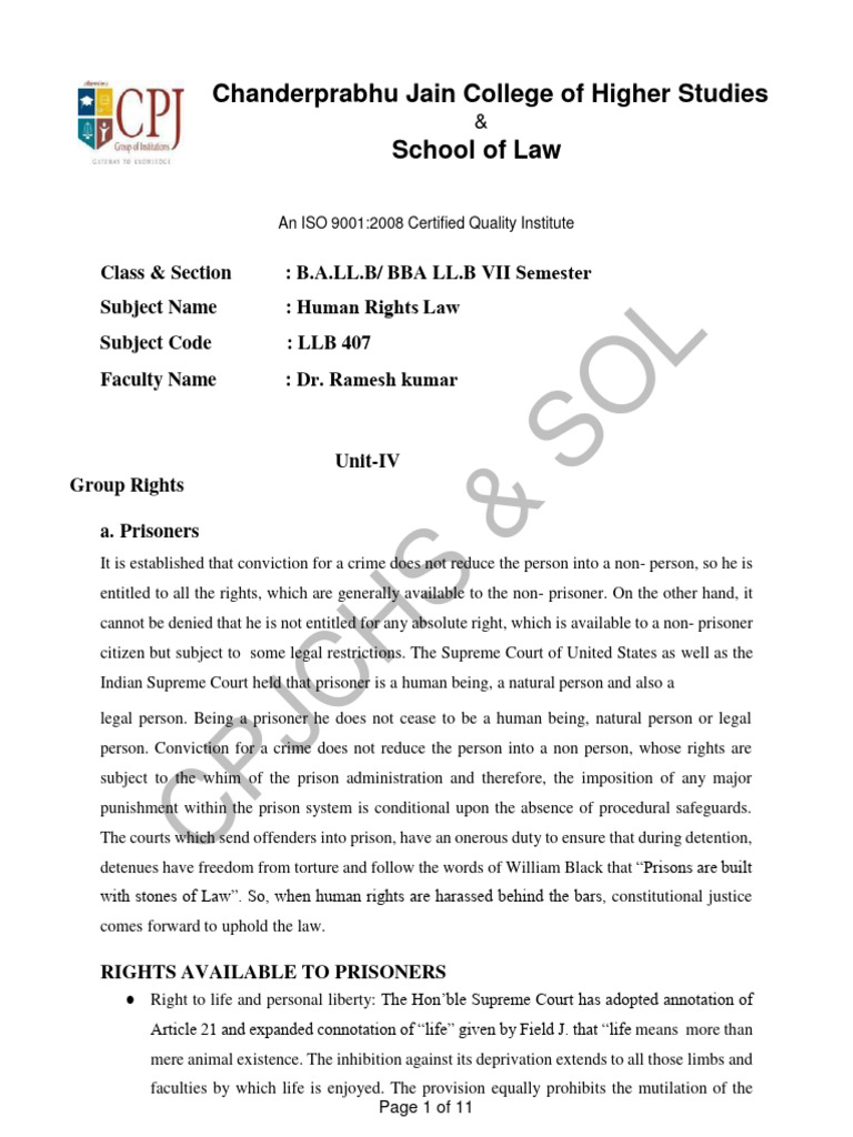 E-Notes - Human Rights CPJ Unit 4 | PDF | Politics