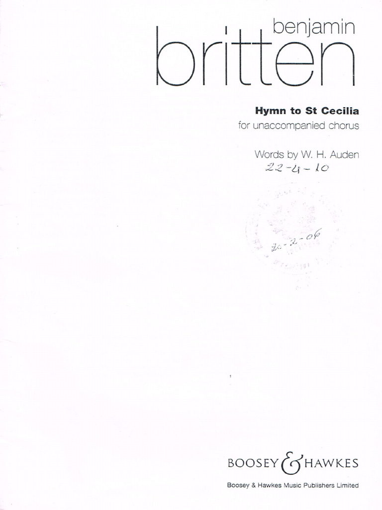 Britten - Hymn To ST Cecilia | PDF