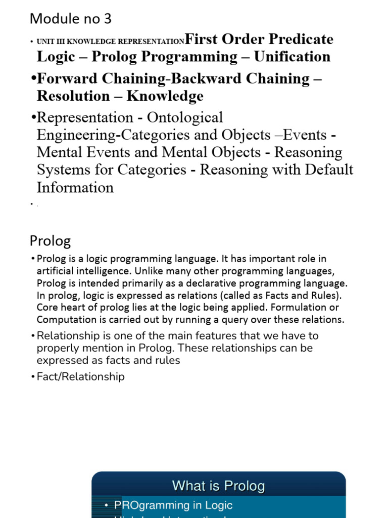 Module 3 | PDF | Knowledge Representation And Reasoning | First Order Logic