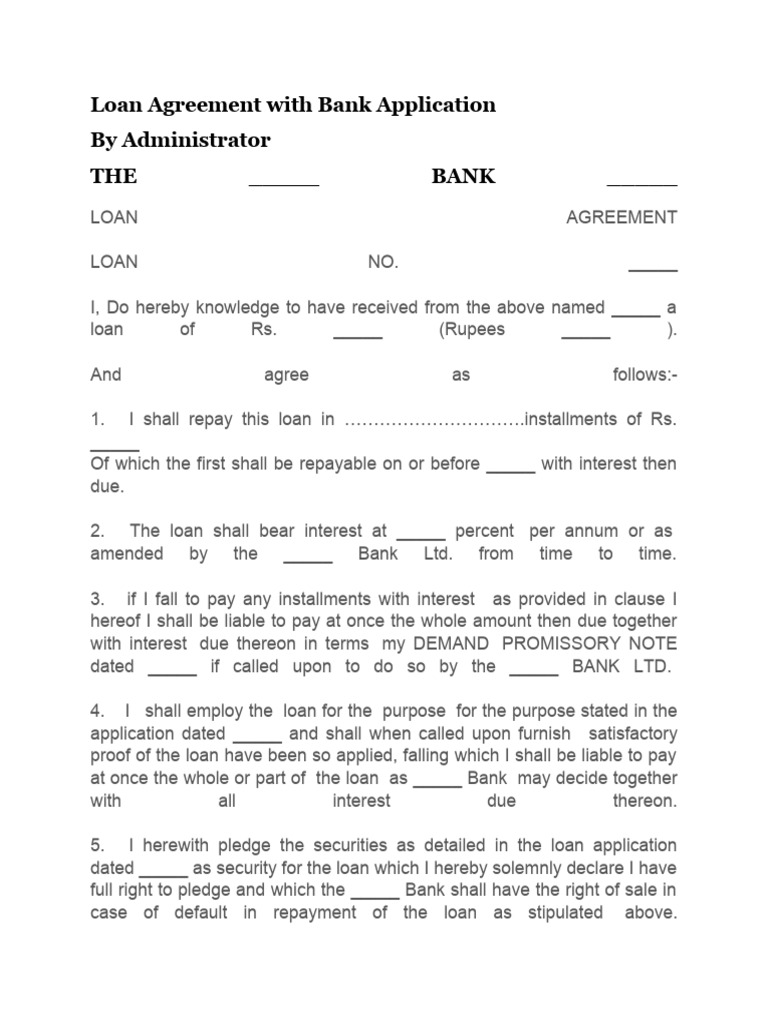 Loan Agreement With Bank Application | PDF | Loans | Interest