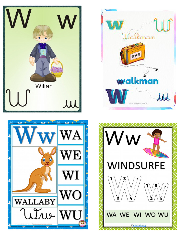 Letra W Colorida | PDF