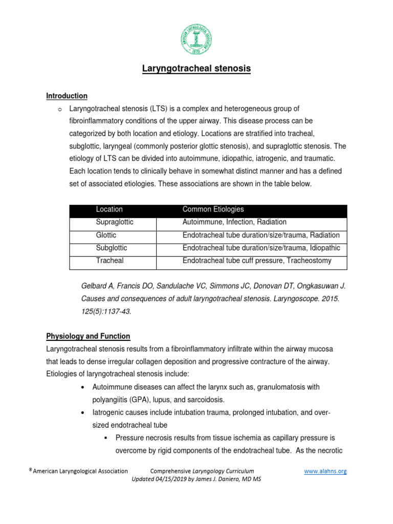 27 Laryngotracheal-Stenosis | PDF | Surgery | Clinical Medicine