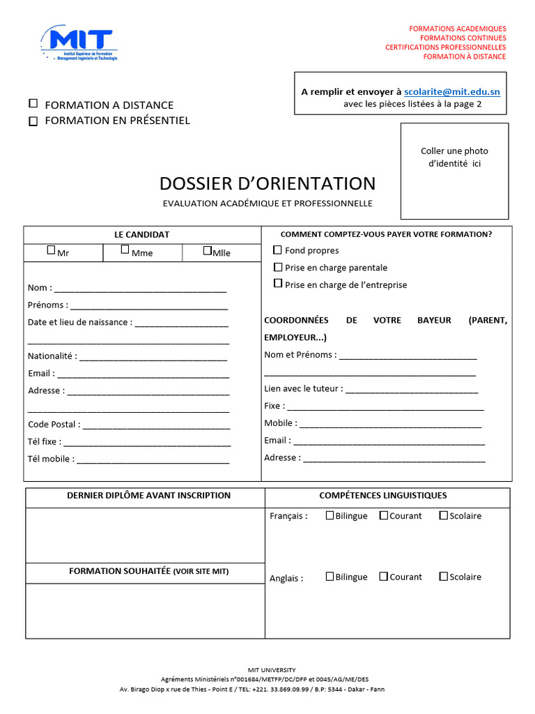 Dossier D'orientation MIT | PDF