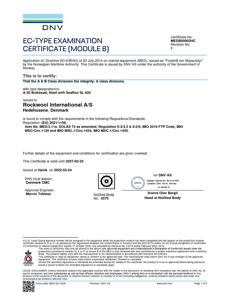 rti_certificate_med_steel_bulkhead_a-30_searox_sl_620-40_25mm | PDF