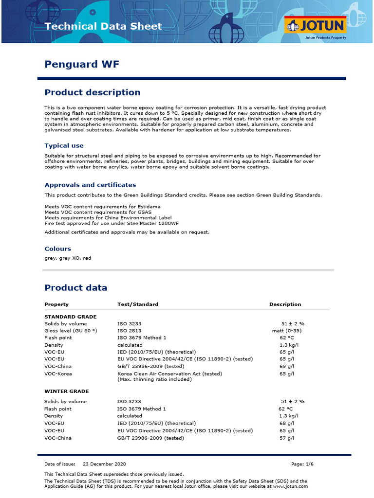TDS 24100 Penguard WF Euk GB | PDF | Abrasive | Epoxy