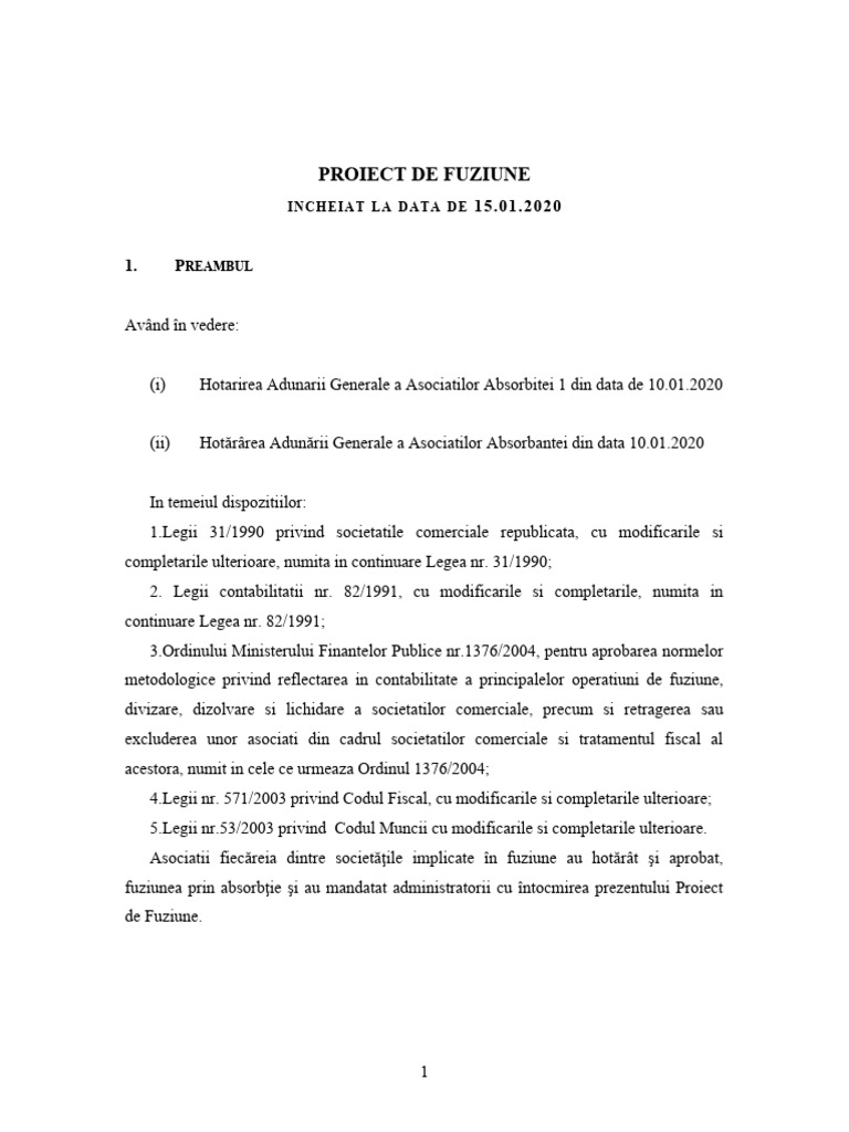 PROIECT DE FUZIUNE MARA | PDF