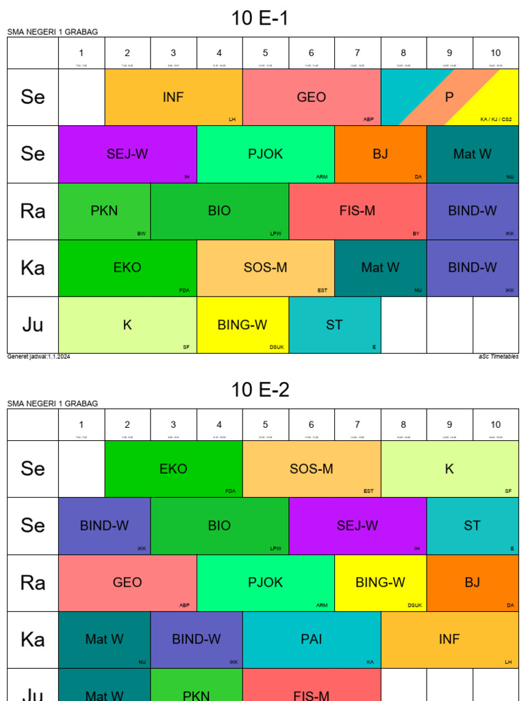 Jadwal Kelas Genap 23 OK (Fix) | PDF