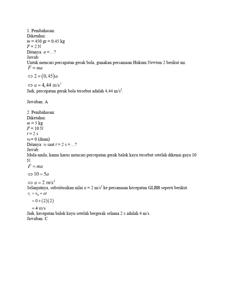 Soal Gaya Dan Gerak | PDF Soal Gaya Dan Gerak | PDF