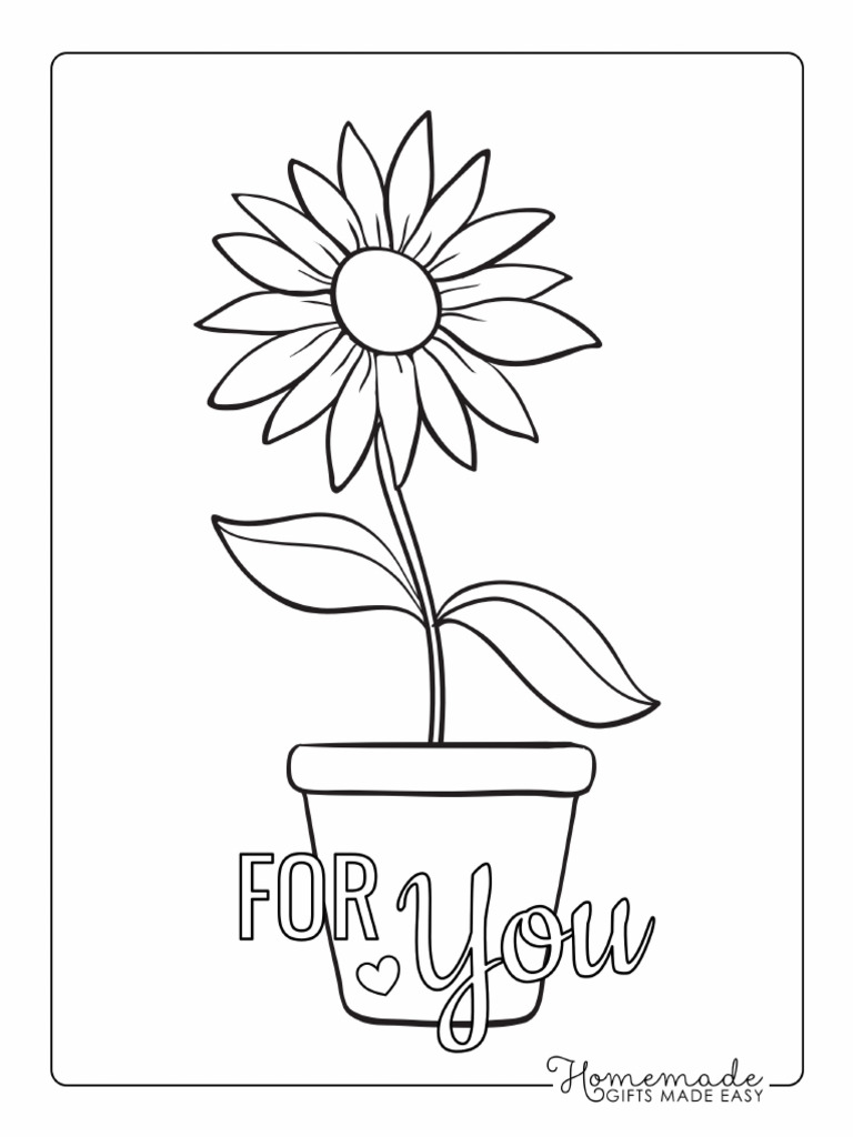 Flower Coloring Pages Single Flower in Pot | PDF