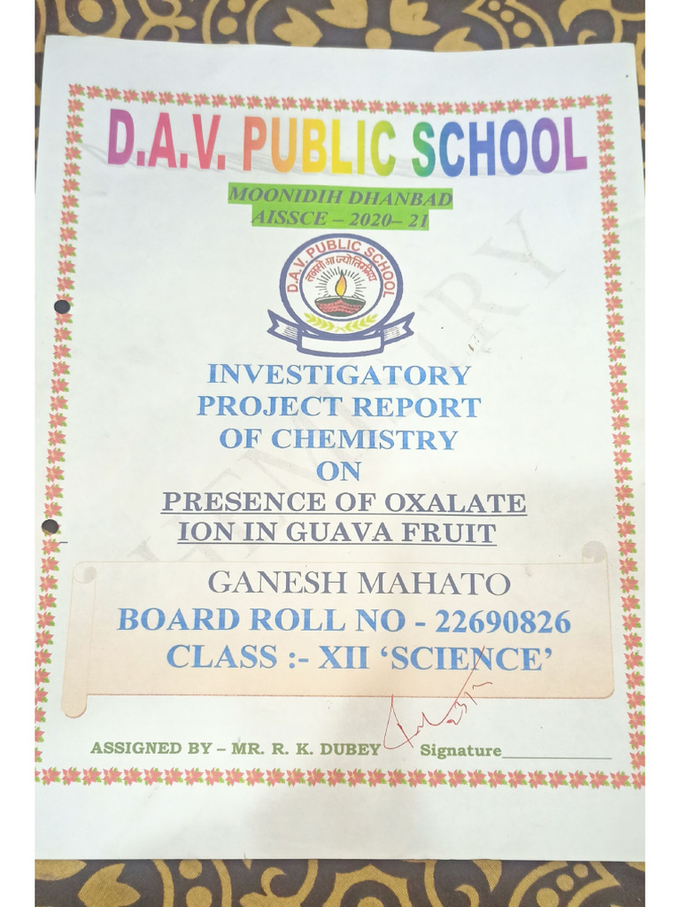 Chemistry Project For Odd Roll Numbers Students Class 12 | PDF