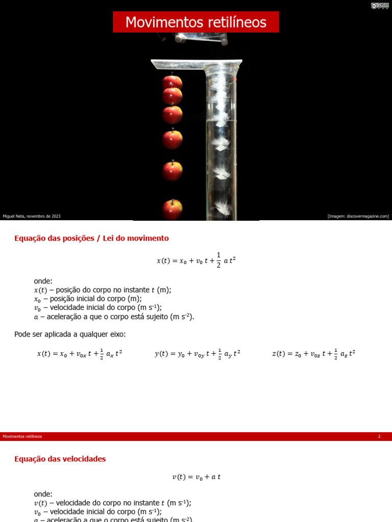 11ano F 1 3 1 Movimentos Retilineos | PDF