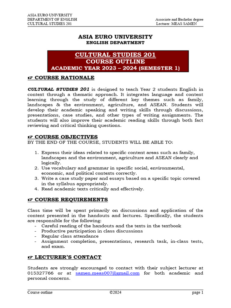 Courseoutline CS201 | PDF