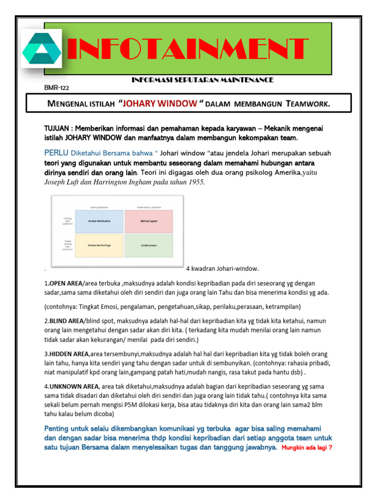 INFOTAINMENT Johari Window | PDF
