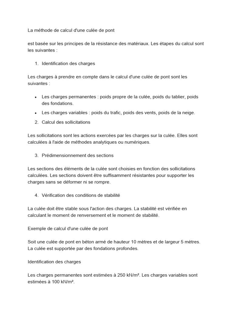 La Méthode de Calcul D'une Culée | PDF | Pont | Fondation (construction)