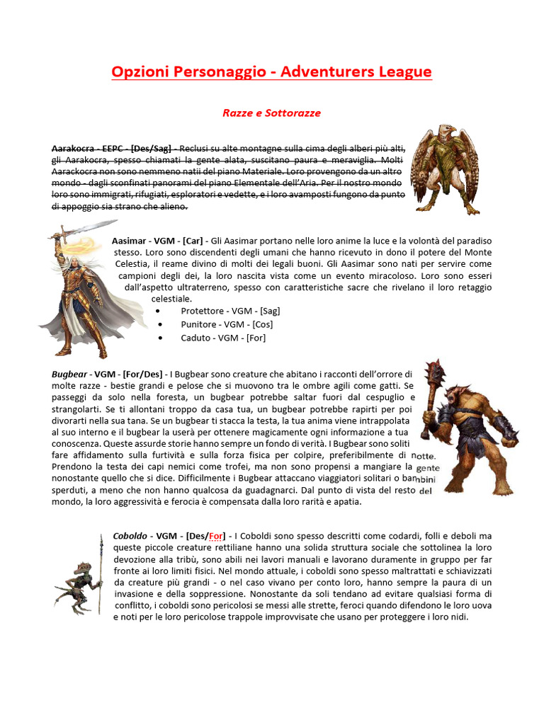 D&D 5e - Opzioni Personaggio - AL - 20171023 | PDF
