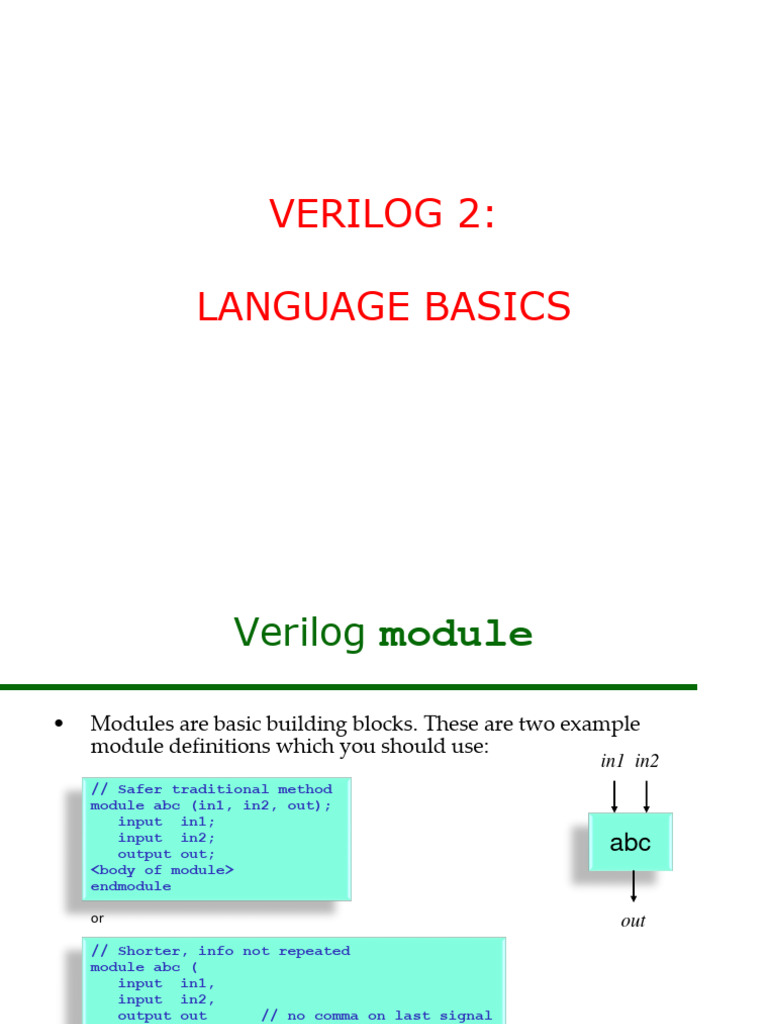 Verilog Basic Syntax and Examples | PDF Verilog Basic Syntax and Examples | PDF